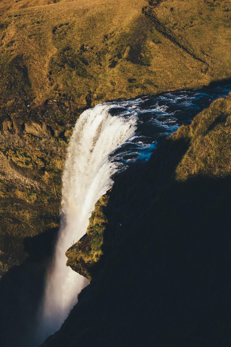 Free Stock Photo of Aerial View of a Waterfall in the Mountains ...
