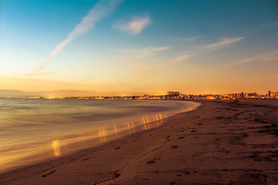 Free Stock Photo of Sunset View of Beach With Buildings | Download Free ...