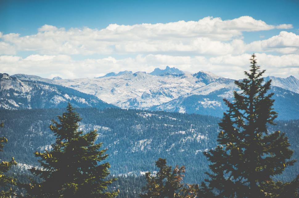 Free Stock Photo of Majestic Mountain Range With Trees in Foreground ...