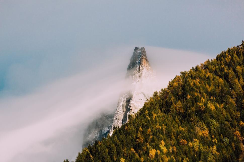 Free Stock Photo of Mountain Enveloped in Clouds and Trees | Download ...