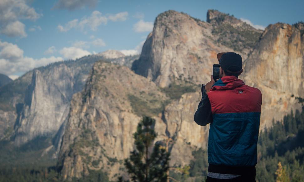 Free Stock Photo of Man Photographing Mountain Landscape | Download ...
