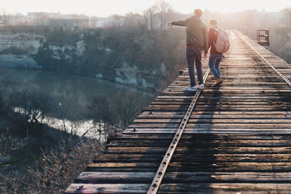 Free Stock Photo of People Walking Across a Bridge | Download Free ...