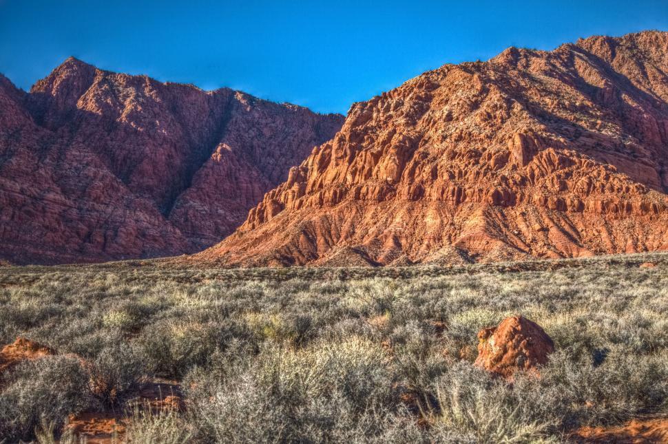 Free Stock Photo of Mountain Range Rising Above Desert Landscape ...