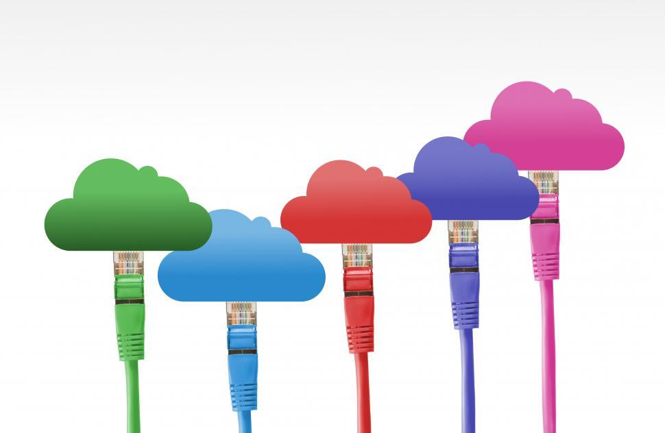 Free Stock Photo of Network Cables Connected to the Digital Cloud ...