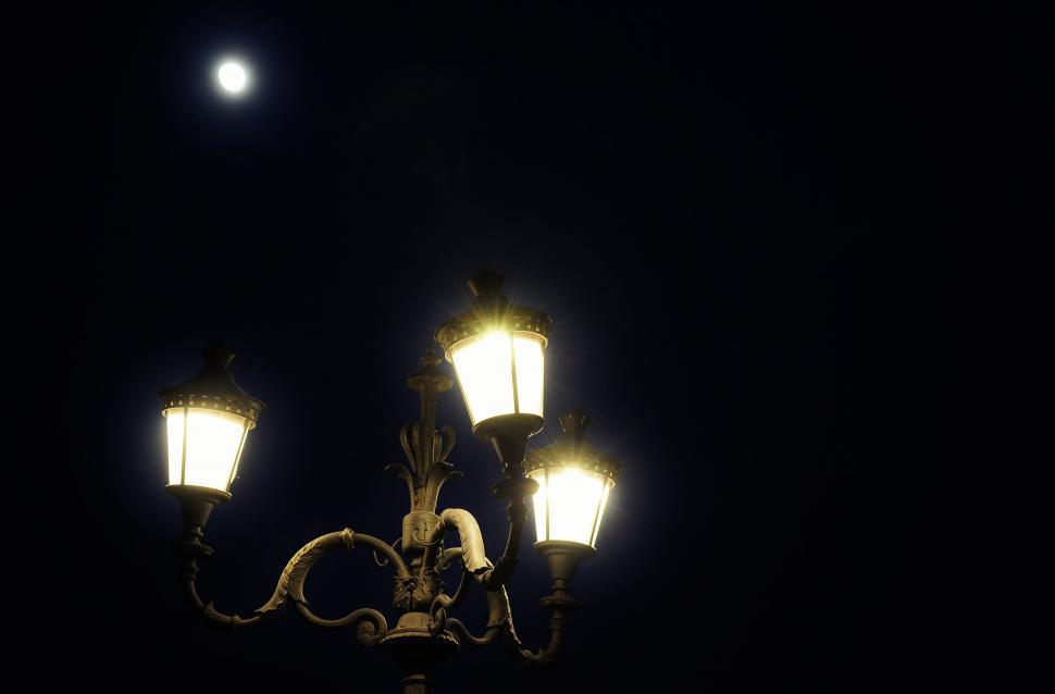 Free Stock Photo of Three Lights Illuminate a Street Light | Download ...