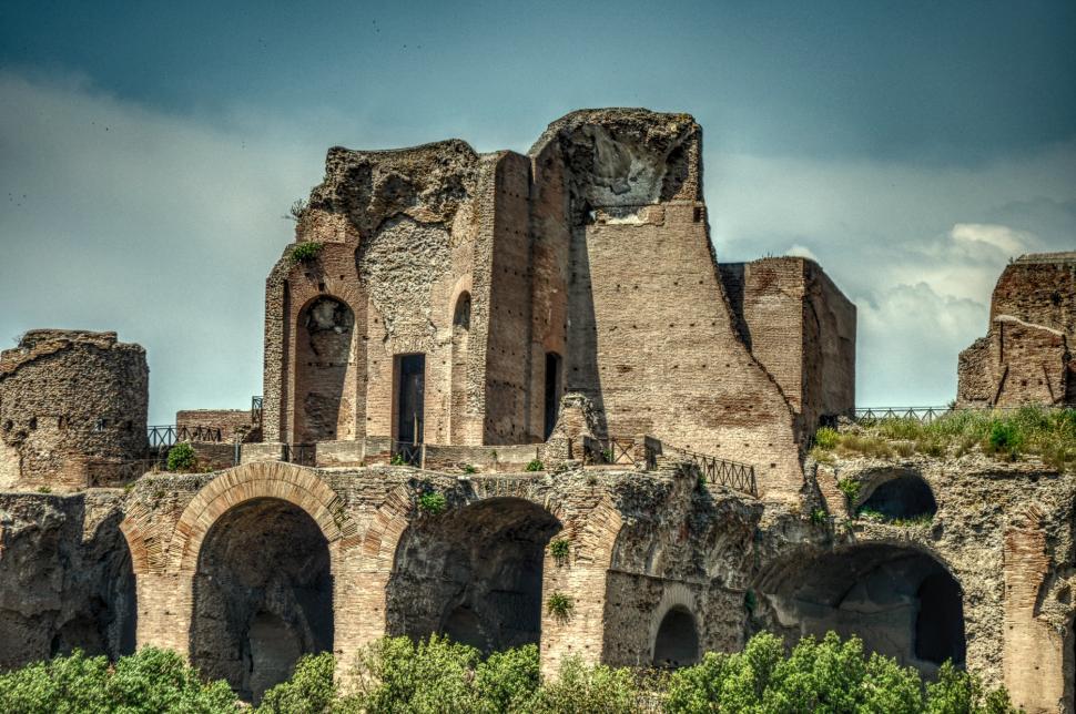 Free Stock Photo of The Ruins of a Large Building Against a Sky ...