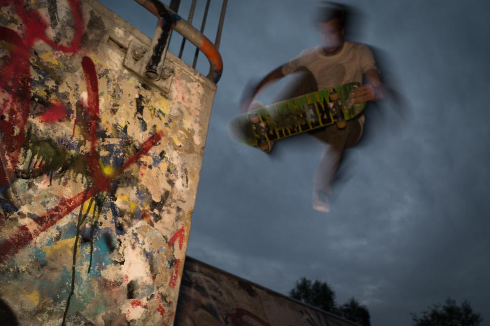Free Stock Photo of Man Flying Through the Air on Skateboard | Download ...
