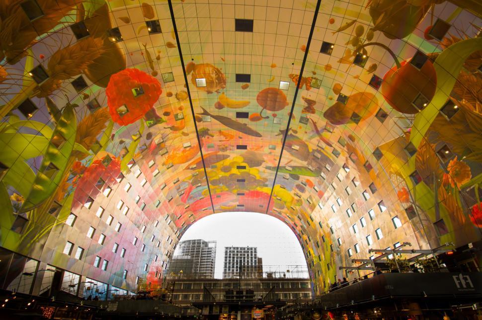 Free Stock Photo of Colorful Decorations Adorning the Ceiling of a ...