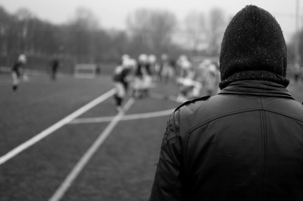 Free Stock Photo of Observing Soccer Match in Black and White ...