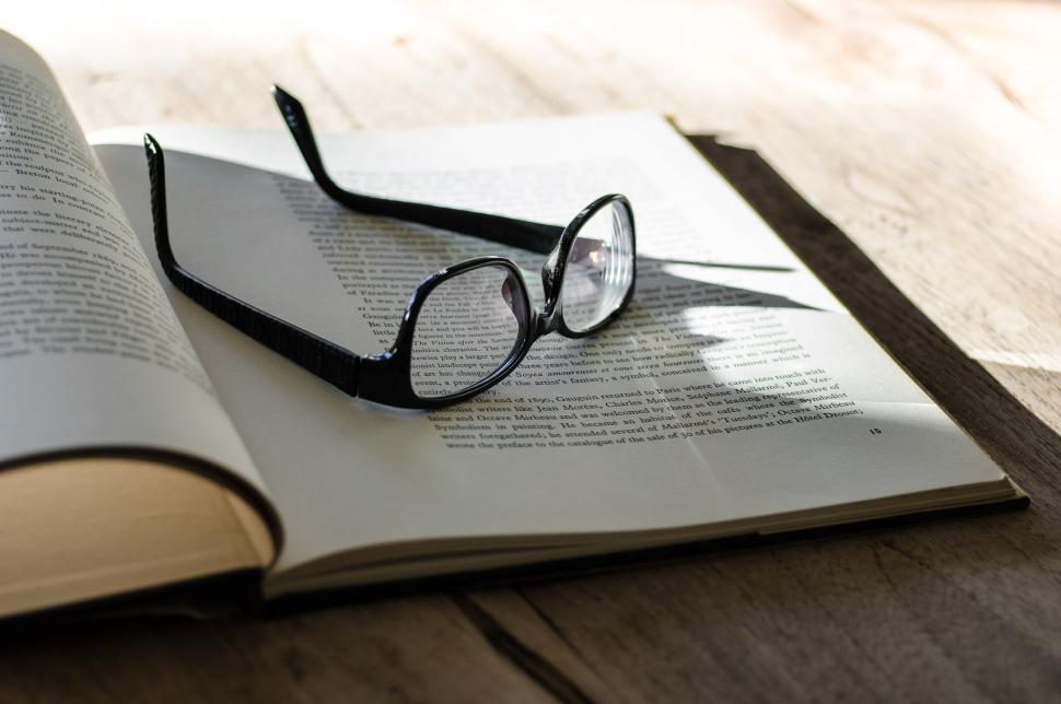 Free Stock Photo of Open Book With Glasses | Download Free Images and ...