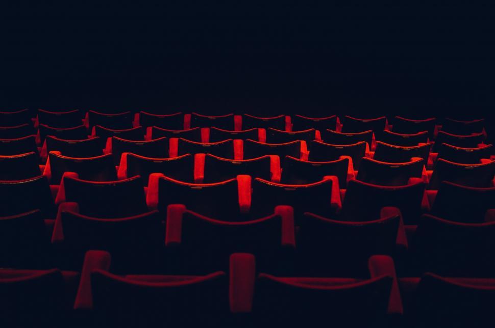 Free Stock Photo of Row of Red Chairs in Dark Room | Download Free ...
