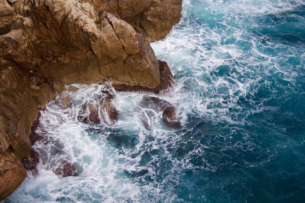 Free Stock Photo of Aerial View of Ocean and Rocks | Download Free ...
