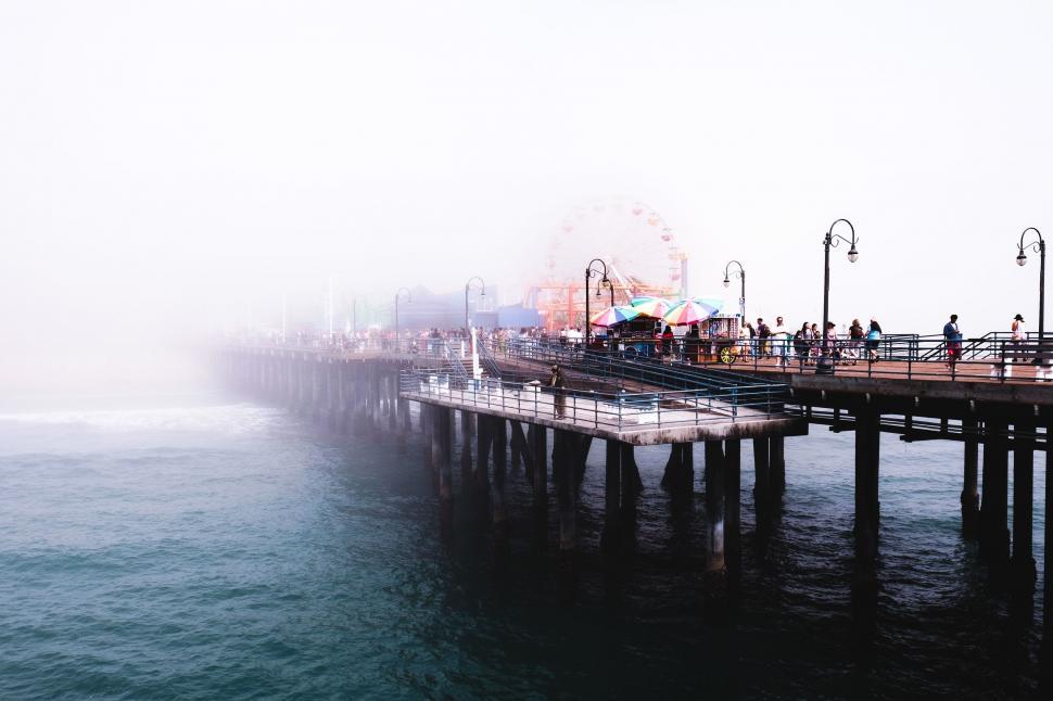 Free Stock Photo of Foggy Day Pier With People | Download Free Images ...