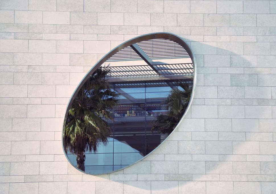 Free Stock Photo of Round Mirror Affixed to Building Facade | Download ...