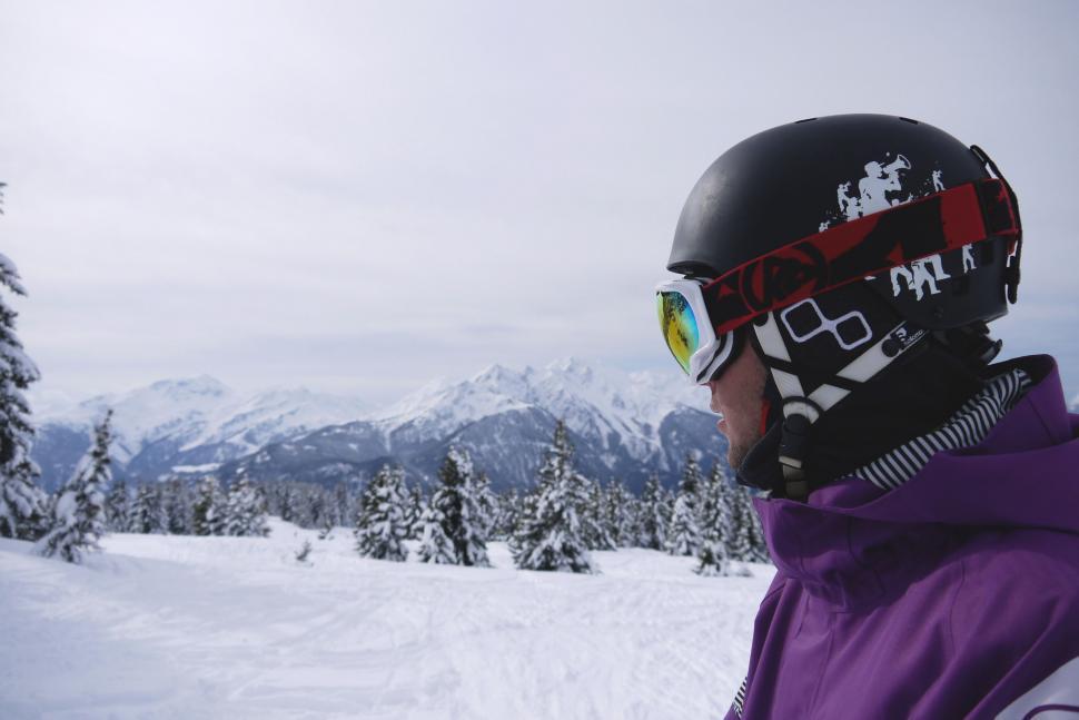Free Stock Photo of Person in a Purple Jacket Snowboarding | Download ...