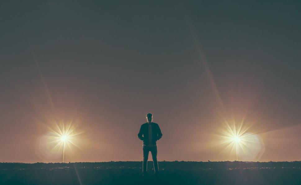 Free Stock Photo of Man Standing in Field at Night | Download Free ...