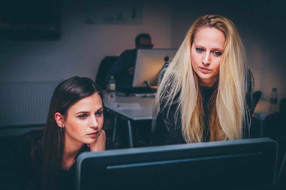 Free Stock Photo of Two Women Looking at Computer Screen | Download ...