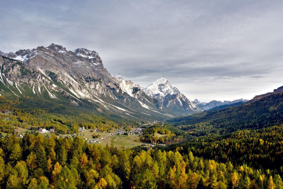 Free Stock Photo of Majestic Mountain Range and Trees in Foreground ...