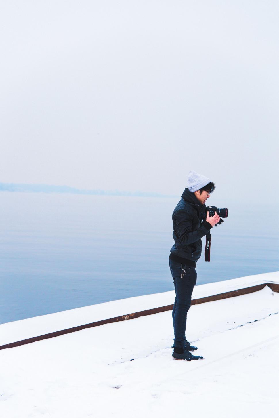 Free Stock Photo of Man Standing on Top of Snow Covered Slope ...