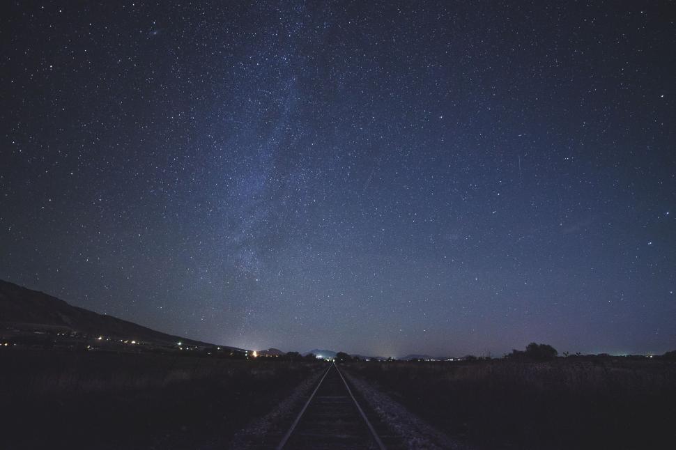 Free Stock Photo of Train Track Under Starry Sky | Download Free Images ...