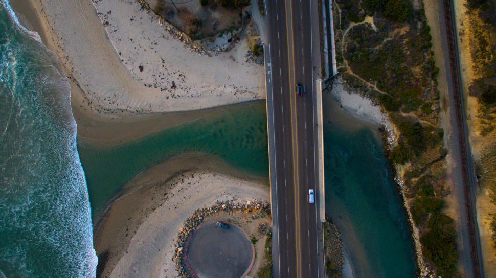 Free Stock Photo of Aerial View of Road Next to Ocean | Download Free ...