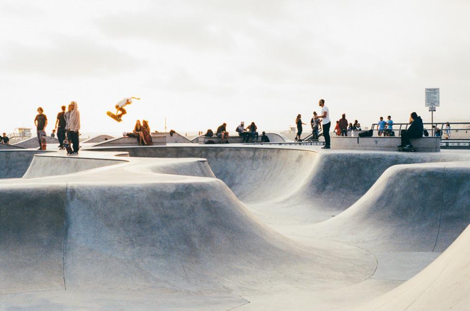 Free Stock Photo of Group of People Riding Skateboards at Skate Park ...