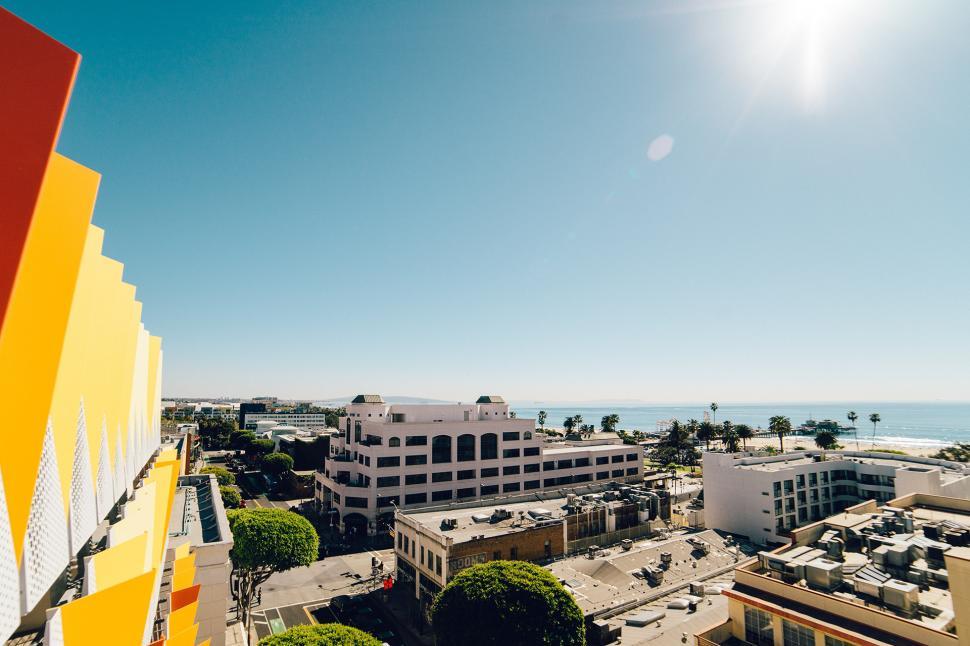 Free Stock Photo of Aerial View of City With Beach Background ...
