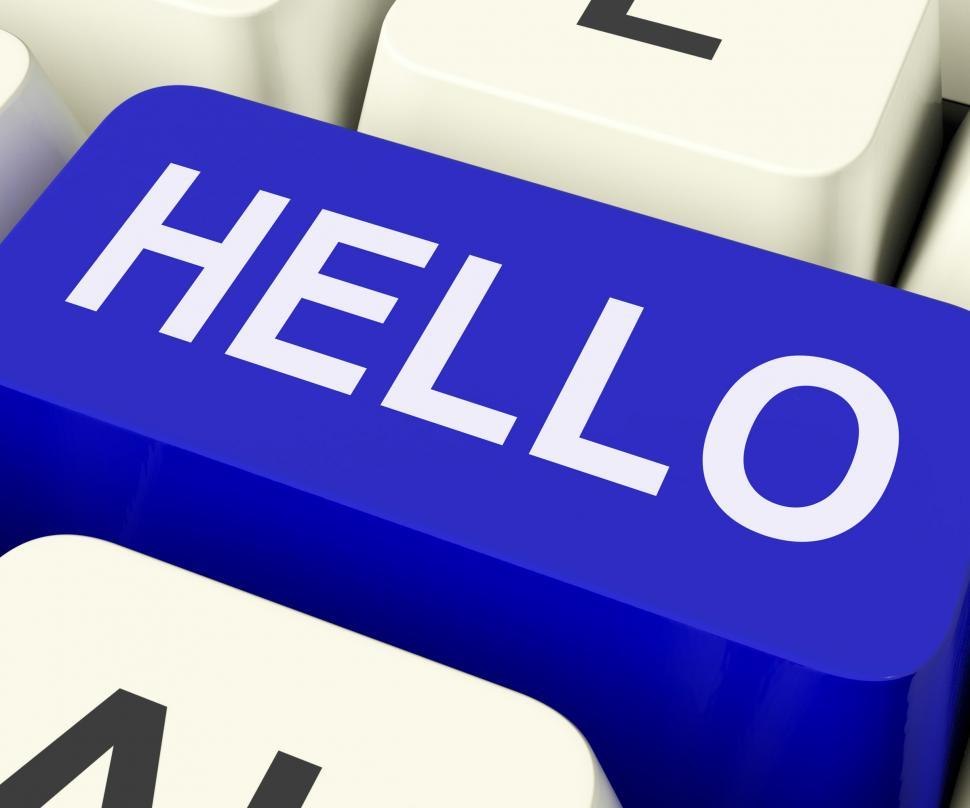 Free Stock Photo of Hello Key Shows Online Greeting Or Welcome ...