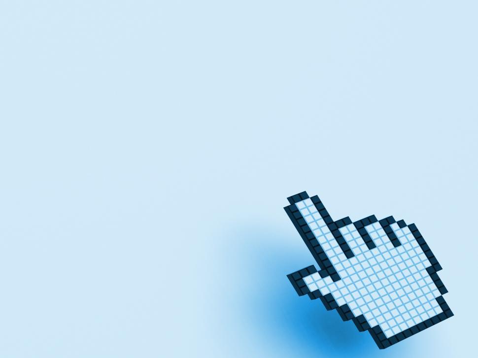 Free Stock Photo of Cursor Hand On Blue Background Shows Blank Copy ...