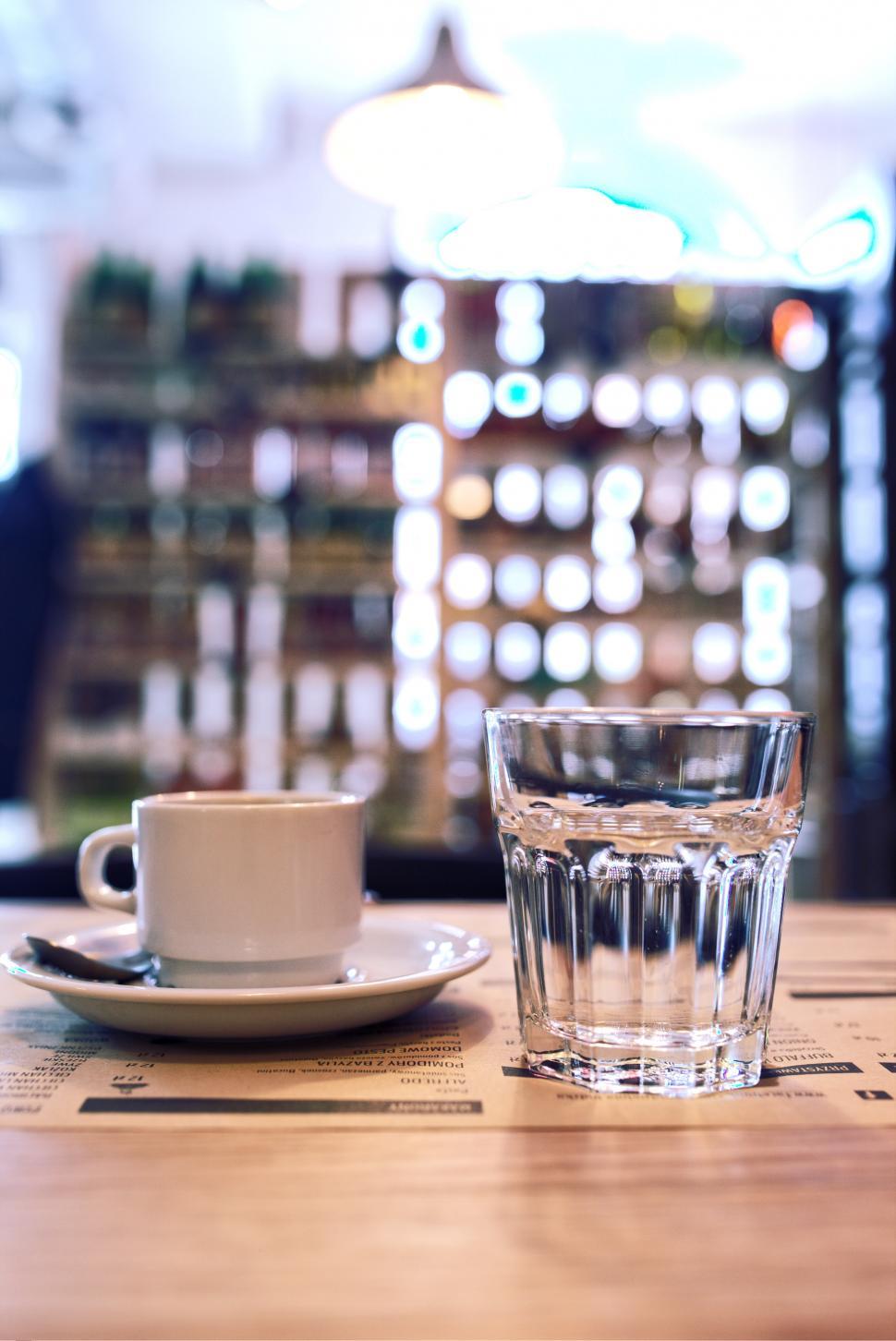 Free Stock Photo of Morning breakfast coffee cup espresso glass water ...