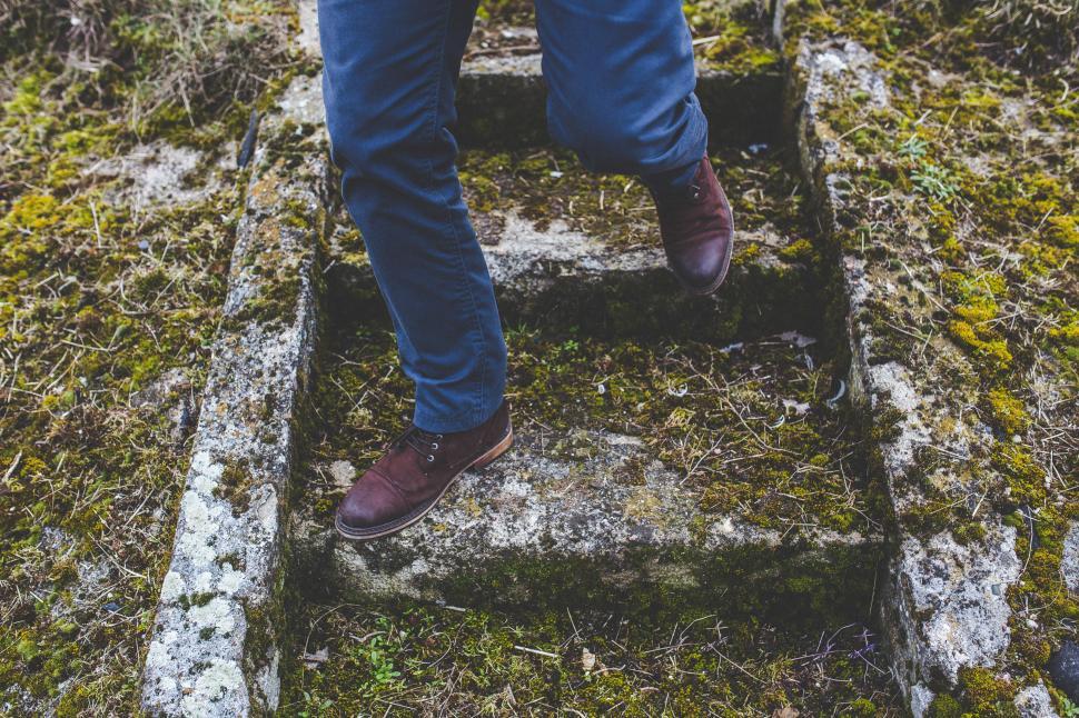 Free Stock Photo of Person Walking Up Steps in Grass | Download Free ...