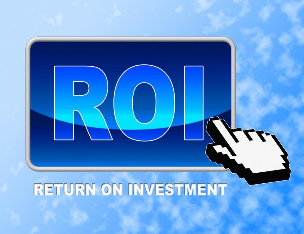 Free Stock Photo of Roi Button Shows Rate Of Return And Pointer ...