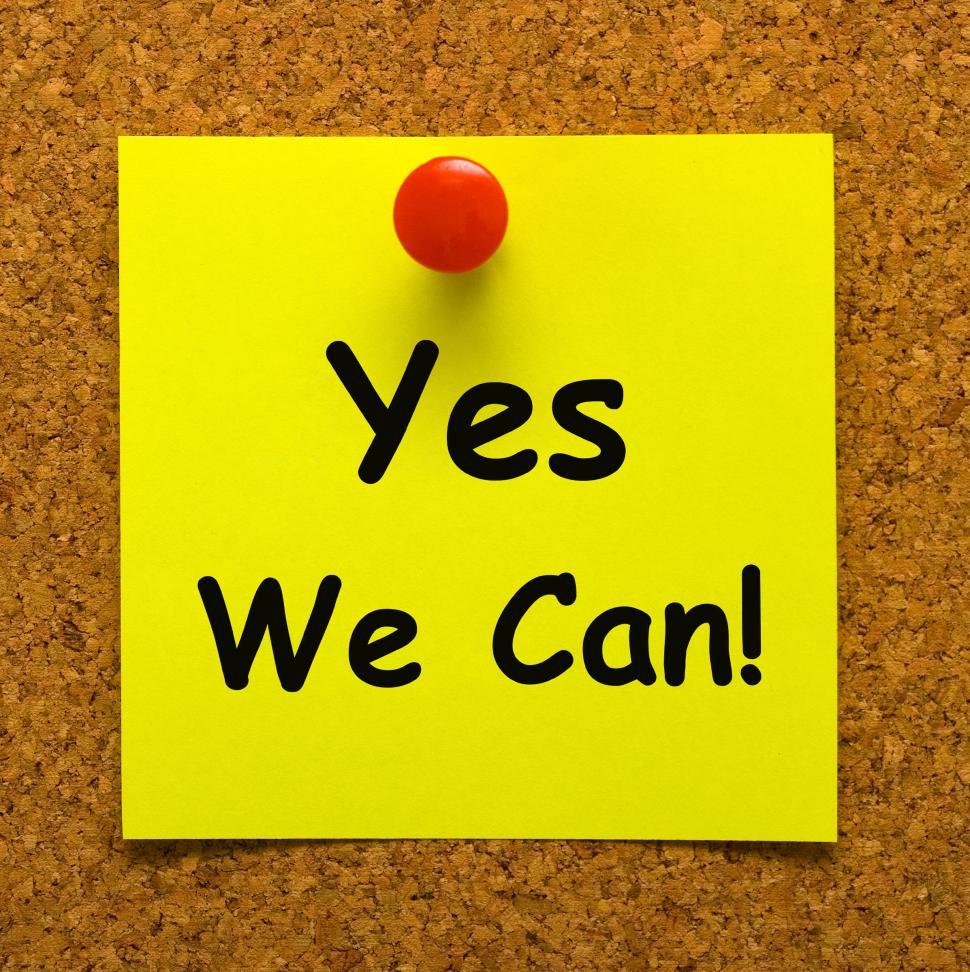 Free Stock Photo of Yes We Can Note Means Don t Give Up | Download Free ...