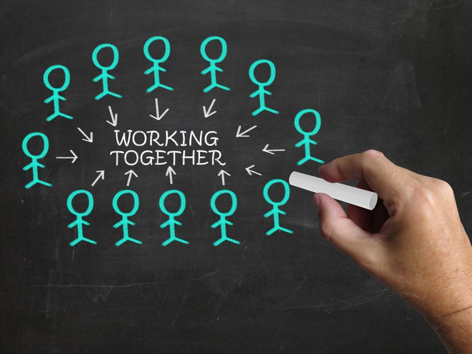 Free Stock Photo of Working Together On Blackboard Means Teamwork And ...