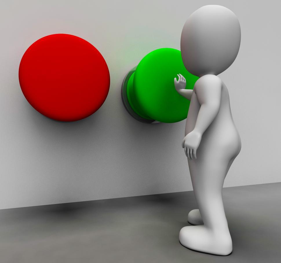 Free Stock Photo of Pushing Green Button Shows Starting | Download Free ...