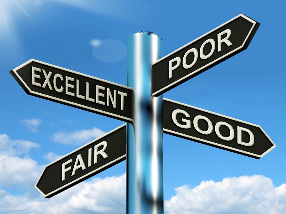 Free Stock Photo of Excellent Poor Fair Good Signpost Means Performance ...