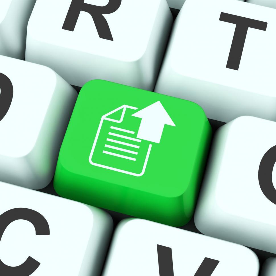 Free Stock Photo of Upload Arrow And File Key Shows Uploaded Software ...