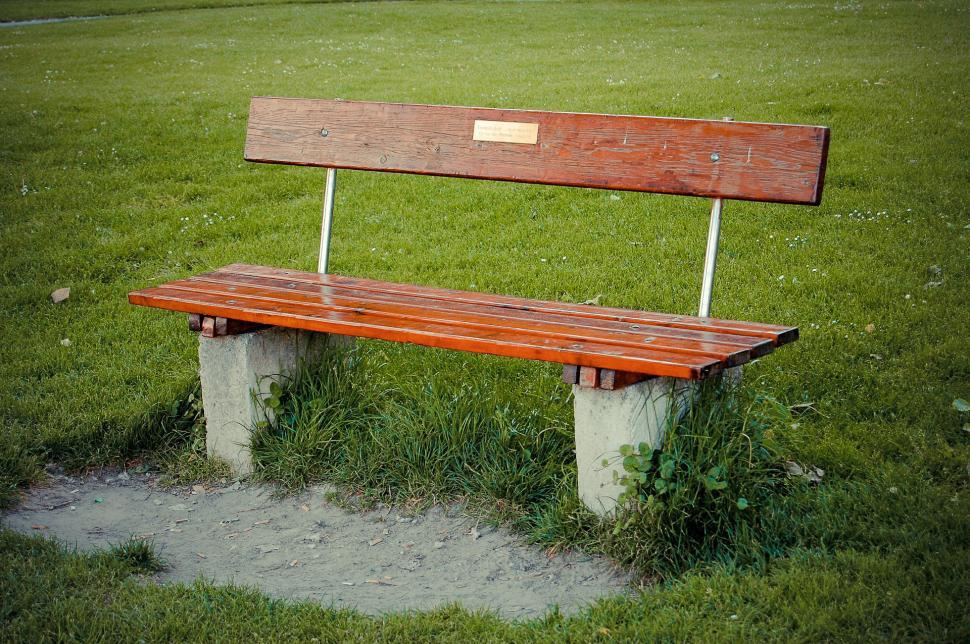 Free Stock Photo of Wooden Bench on Lush Green Field | Download Free ...