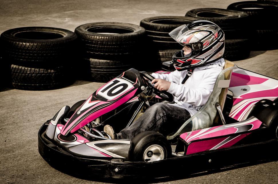 Free Stock Photo of Person Riding Go Kart With Helmet On | Download ...