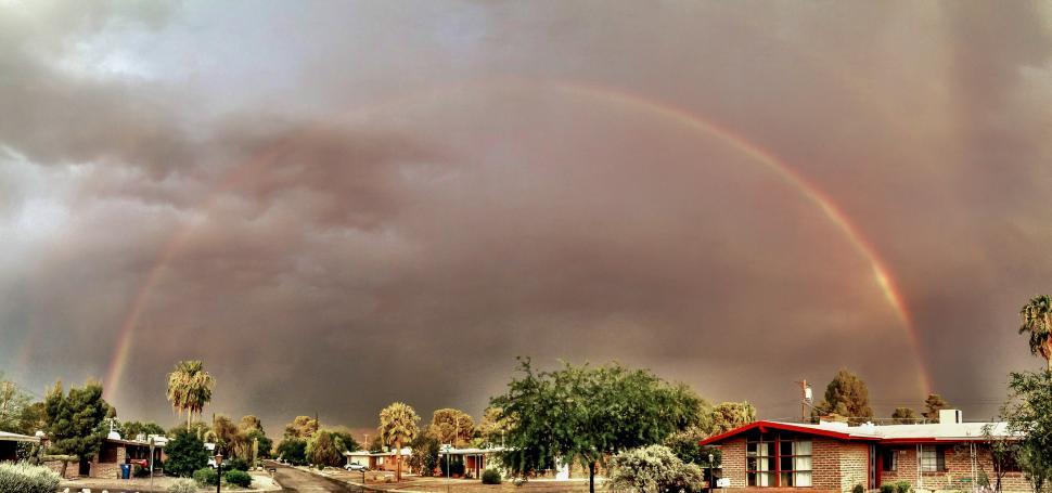 Free Stock Photo of Rainbow over Houses | Download Free Images and Free ...