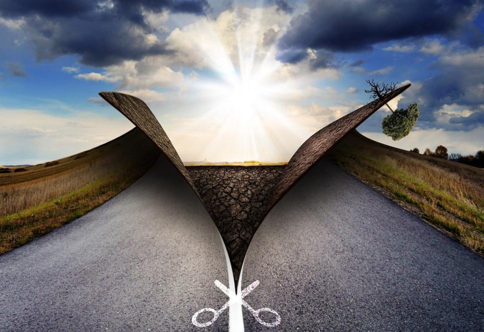 Free Stock Photo of Scissors Cutting Through Middle of Road | Download ...