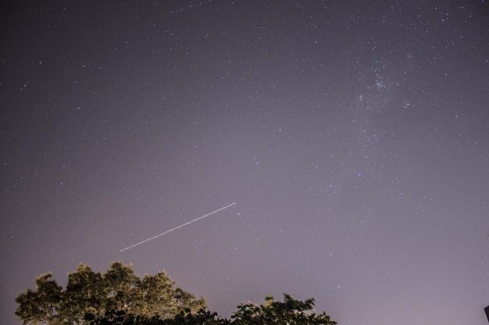 Free Stock Photo of Plane flying through star filled skies | Download ...