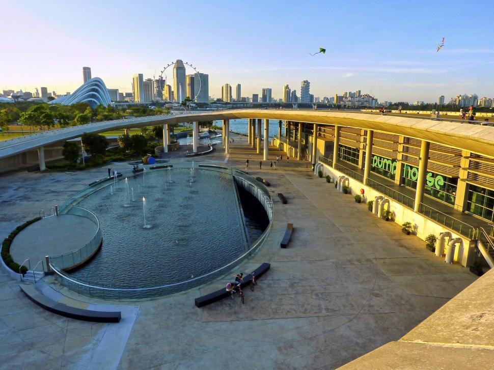 Free Stock Photo of Aerial View of Skateboard Park With City in ...