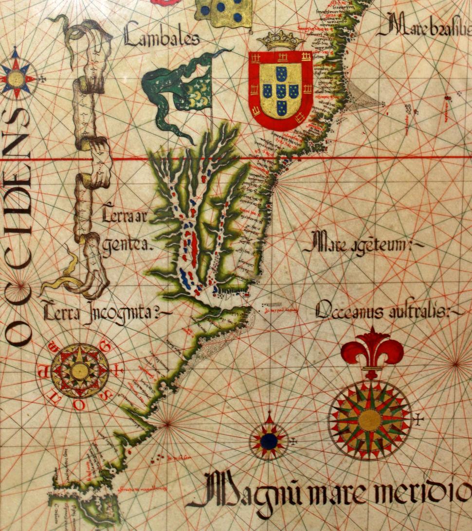 Free Stock Photo of 16th-Century Nautical Chart Showing Brazilian Coast ...