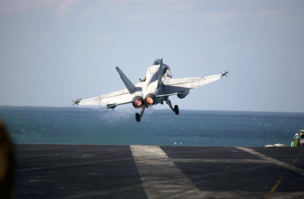 Free Stock Photo of Fighter Jet Taking Off From Aircraft Carrier ...