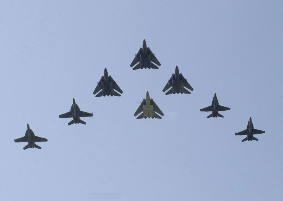 Free Stock Photo of Group of Fighter Jets Flying Through Blue Sky ...