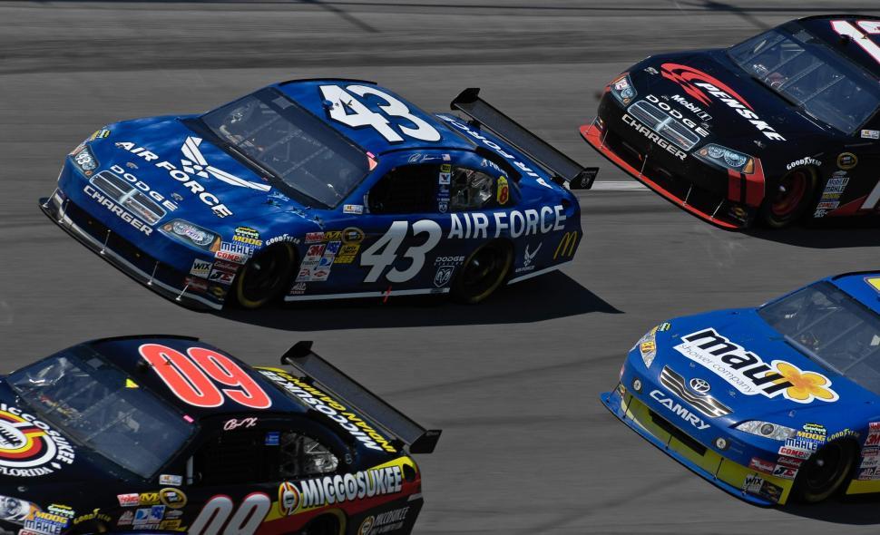 Free Stock Photo of Three Racing Cars Speeding Down Race Track ...