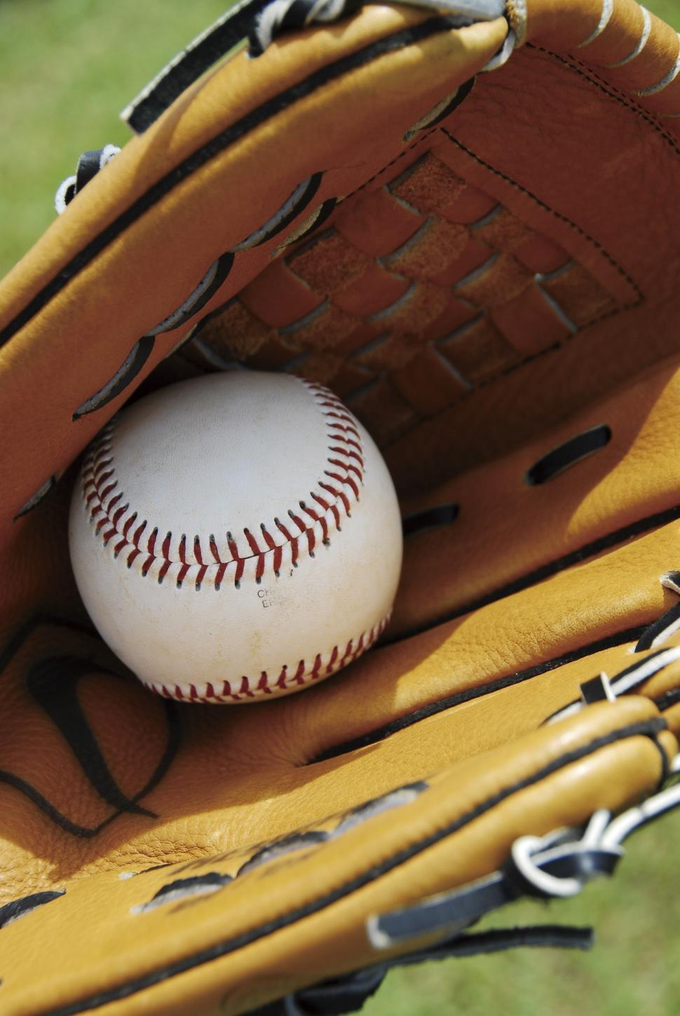 Free Stock Photo of Baseball Inside Catchers Mitt on Field | Download ...