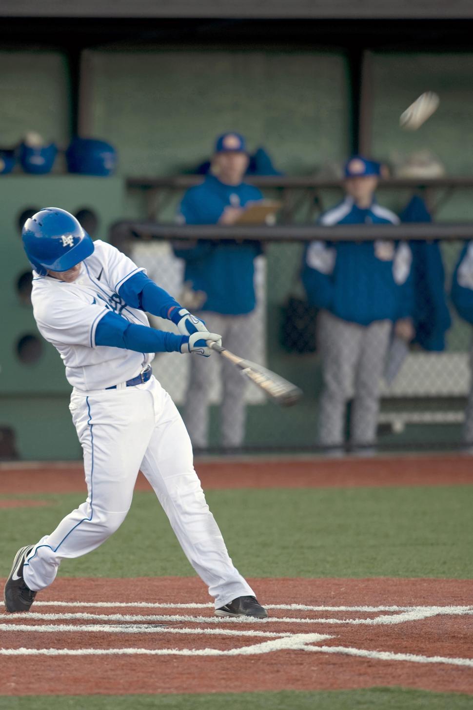 Free Stock Photo of Baseball Player Swinging Bat at Ball | Download ...