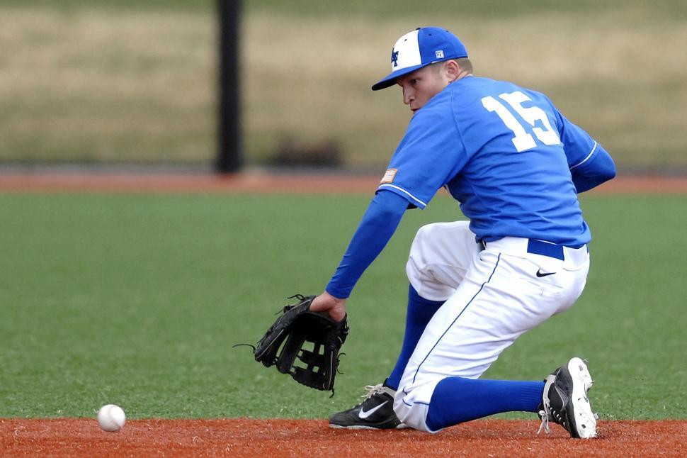 Free Stock Photo of Baseball Player Kneeling to Catch Ball | Download ...